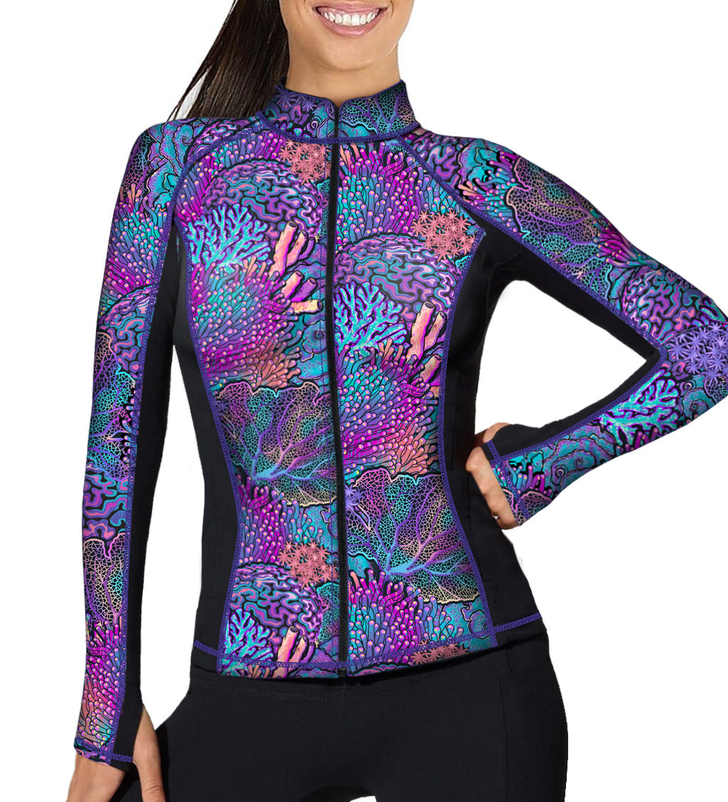 Spacefish Army Eco-friendly Full Zip Up Coral Kaleidoscope Rash Guard – Gold Coast Scuba